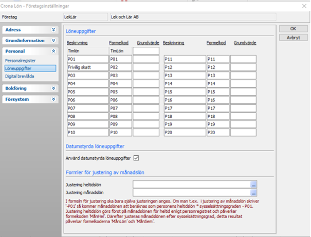 Inställningar Crona Lön – Crona